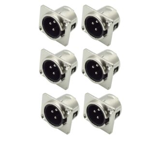 bnafes xlr male jack 3 pin - panel mount jacks d series size xlr-m connector 6-pack