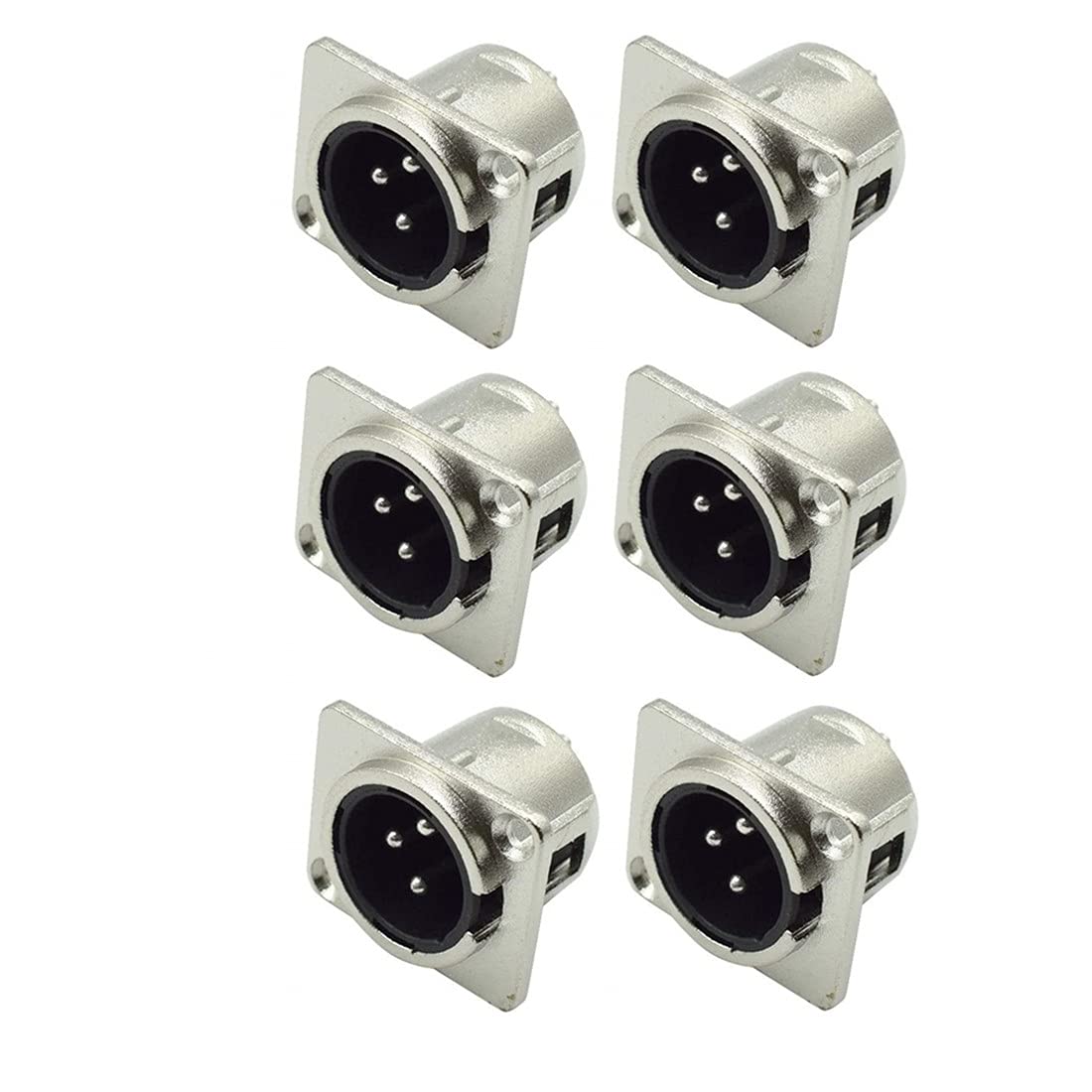 bnafes XLR Male Jack 3 Pin - Panel Mount Jacks D Series Size XLR-M Connector 6-Pack