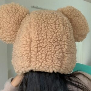 Cute Plush Faux Fur Animal Critter Hat Cap with Ear Flaps Fuzzy Bear Hat Soft Warm Winter Hat Beanie for Adults Women Girls Khaki