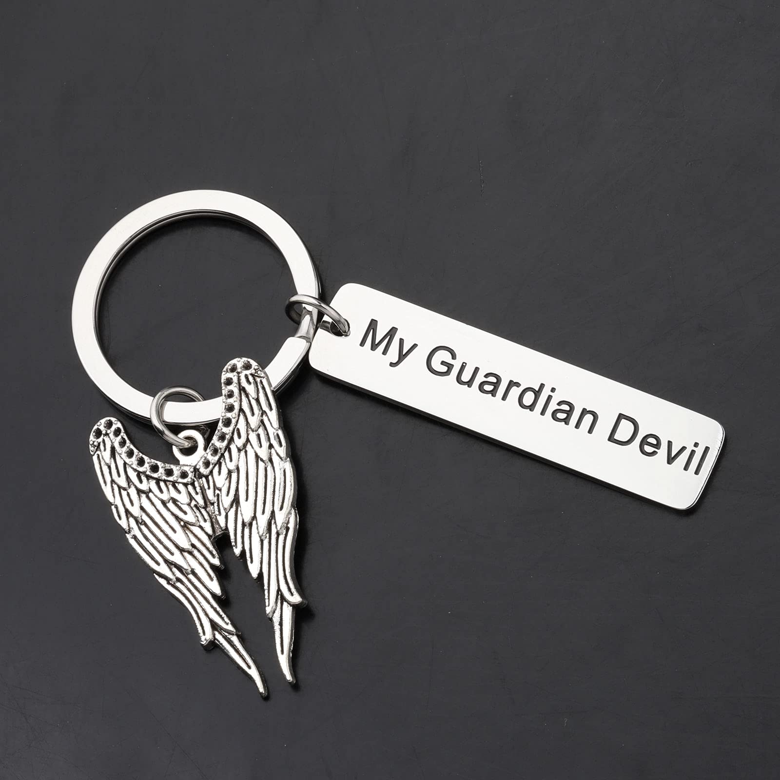 CENWA Lucifer Inspired Jewelry My Guardian Devil Keychain Funny Devil Gift For Fans (Guardian Devil K)