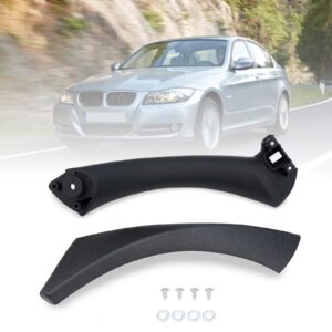 Black Front/Rear Right Interior Inner Door Panel Handle and Door Pull Outer Trim Cover Replacement for 2004-2011 BMW 3 Series 318 320 325 330 335 E90/E91 Replaces 51417230850 51419150336