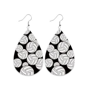 retro sports ball leather teardrop dangle earrings football basketball soccer volleyball shape earrings for women jewelry(d)