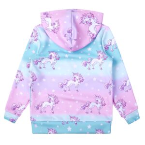 Unicorn Hoodie for Girls Sweatshirts Zip Up Jacket Fall Winter Clothes,Size 6t 7t