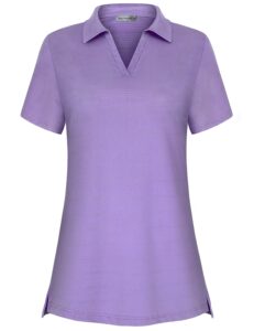 miss fortune women excersice tops, tennis polo shirts v-necks golf top for short sleeves, purple 3xl