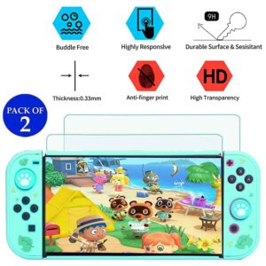 Accessories Bundle for Nintendo Switch Animal Crossing - YOOWA Accessory kit NS Animal Crossing Set with Carrying Case Protective Cover Screen Protector Game Card Holder Play Stand Thumb Grips