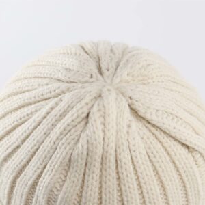 Connectyle Daily Ribbed Knit Winter Hat Slouch Fold Beanie for Women Stylish Plain Watch Cap Beige