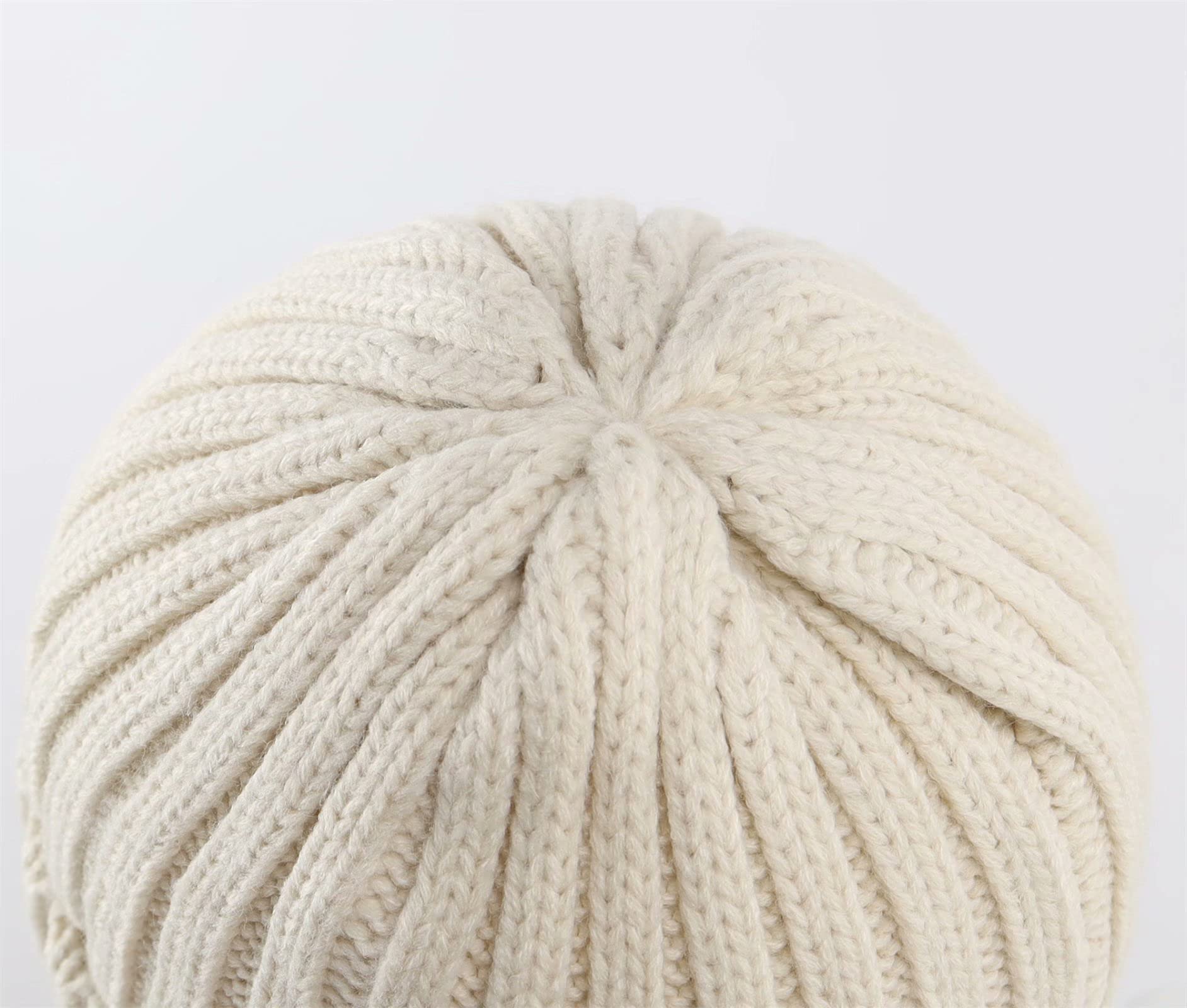 Connectyle Daily Ribbed Knit Winter Hat Slouch Fold Beanie for Women Stylish Plain Watch Cap Beige