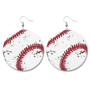 retro sports ball leather dangle earrings baseball basketball soccer volleyball shape earrings for women jewelry(a)