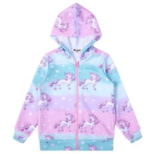 unicorn hoodie for girls sweatshirts zip up jacket fall winter clothes,size 6t 7t