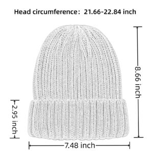 Connectyle Daily Ribbed Knit Winter Hat Slouch Fold Beanie for Women Stylish Plain Watch Cap Beige