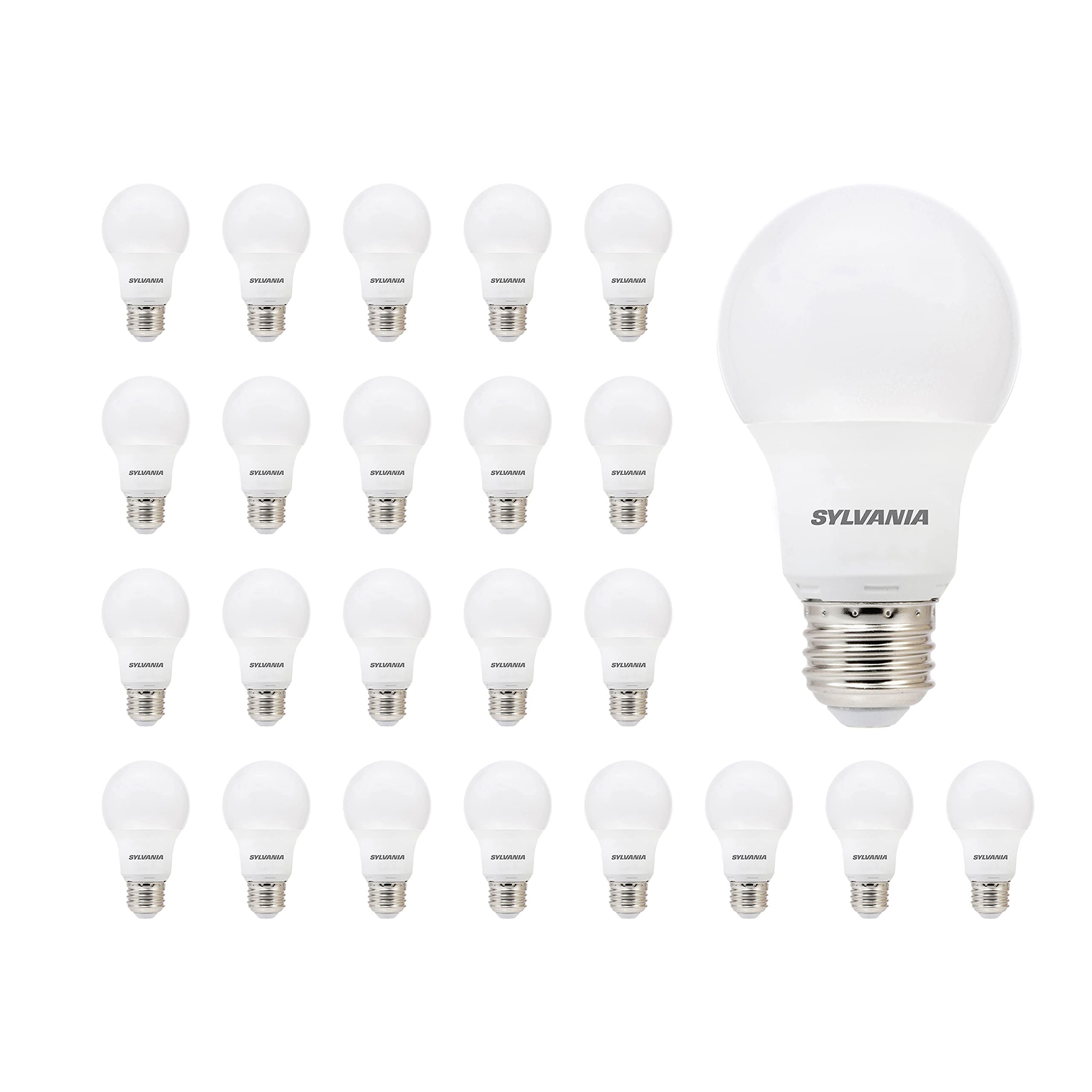 SYLVANIA LED A19 Light Bulb, 60W Equivalent, Efficient 9W, CEC Compliant, 10 Year, Non-Dimmable, 5000K, 800 Lumens, 90 CRI, Daylight - 24 Pack (41373)