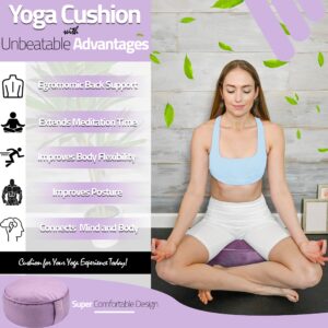 Secret Garden Velvet Meditation Cushion – Large Yoga Cushion to Achieve Full Serenity – Eco-Friendly Buckwheat Hull Filled Meditation Pillow – Yoga Pillows for Sitting on Floor – Free Carry Bag