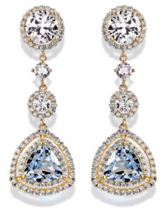 kzzenki sky blue created aquamarine earrings gold dangle earrings for women, drop chandelier earrings jewelry trendy