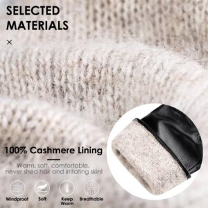 Winter Sheepskin Leather Gloves for Women, Warm Touchscreen Texting Gloves with Thermal Cashmere Lining, Cold Weather Gloves for Driving Motorcycle Outdoor Sports(Black-M)