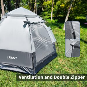 3 Person Outdoor Pop Up Camping Tent with Rainfly Durable Waterproof Windproof Portable Camping Shelter Easy Set Up Family Automatic Instant Tent with Carrying Bag for Hiking Climbing Travel