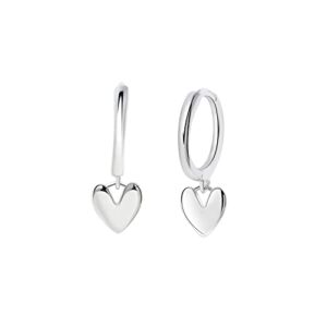 tiny 14k gold plated 925 sterling silver small huggie earrings with heart dangle earrings hoop earrings for women