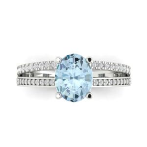 clara pucci 2.32 carat oval cut blue simulated diamond 14k white gold engraving bridal engagement wedding ring size 7