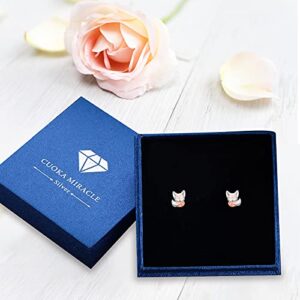 Fox Earring Fox Stud Earrings 925 Sterling Silver Fox Earrings 18k Gold Plated Fox Head Earrings for Women Cute Fox Animal Earring Pet Jewelry Stud Earrings for Women Teen (Rose Gold)