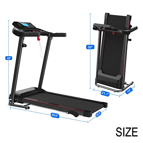 Treadmills for Home, 2.5HP Portable Foldable Treadmill with 15 Pre Set Programs and LED Display Panel Black