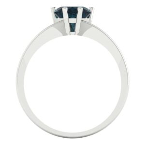 Clara Pucci 1.45ct Heart cut Custom Engraving Solitaire split shank London Blue Topaz Prong Set Statement Art Deco Ring 14k White Gold SZ 10.5