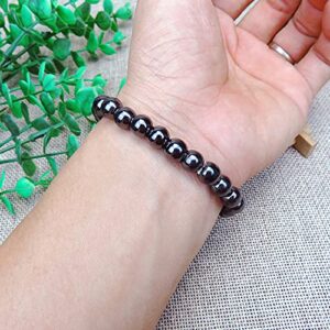 FORUBUS Black Obsidian Hematite Stretch Bracelet, Stacking Hematite Beaded Bracelet for Women Men Jewelry