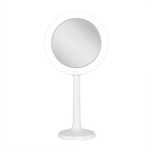 zadro 7" lighted makeup mirror with magnification 8x/1x suction cup wall mounted makeup mirror 3-color led travel mirror