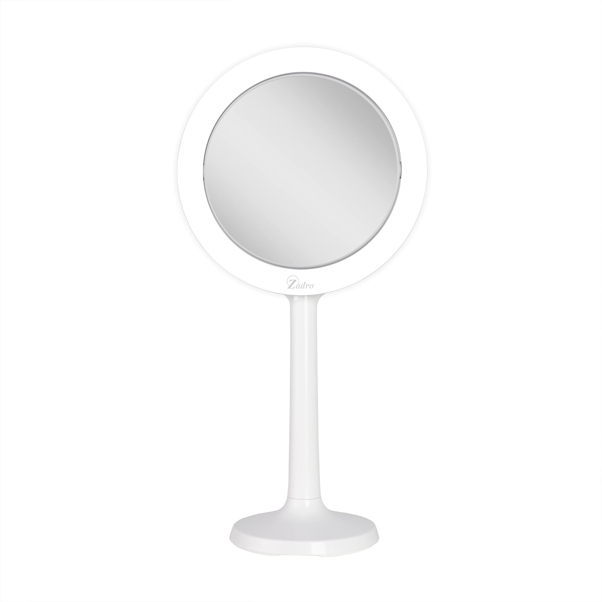 Zadro 7" Lighted Makeup Mirror with Magnification 8X/1X Suction Cup Wall Mounted Makeup Mirror 3-Color LED Travel Mirror