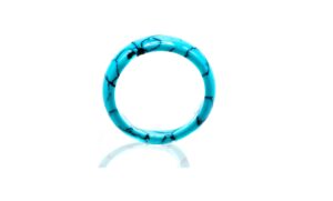 ltc designs genuine turquoise-colored howlite gemstone banded ring, ring size: 6