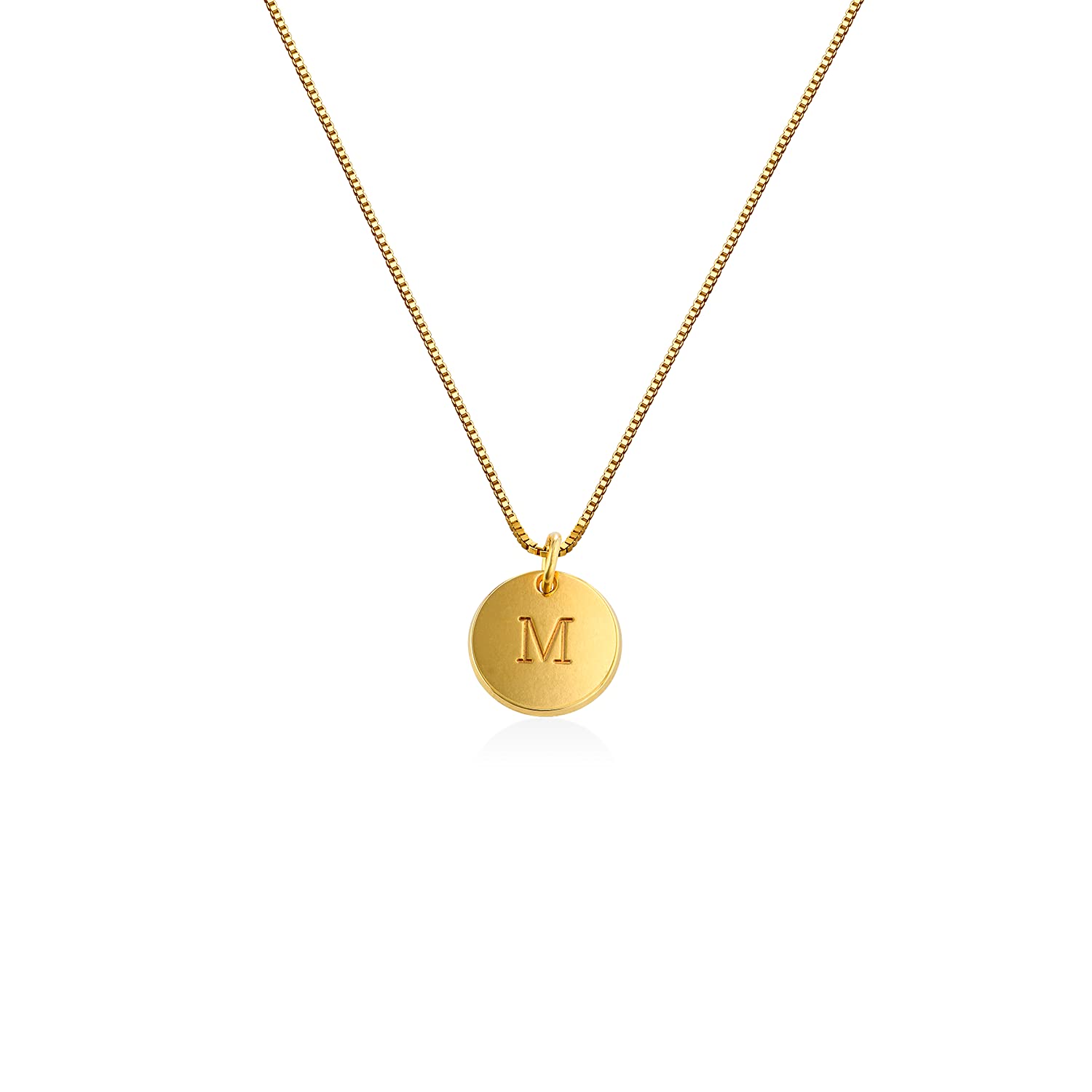 Oak&Luna - Willow Disc Initial Necklace for Women in Sterling Silver 925 / Gold Plating - Personalized Customized Tag Letter Pendant Dainty Chain Charm Jewelry Gift for Her (18k Gold Vermeil)