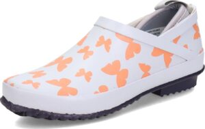 jbu by jambu women's bumblebee garden ready rain shoe, blue butterfly print, 7