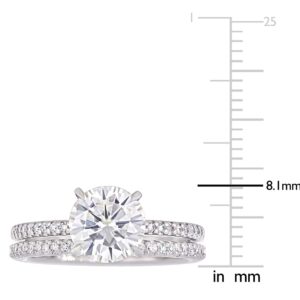 1.85 Carat (ctw) Lab-Created Moissanite Engagement Bridal Wedding Ring Set 14K White Gold with Diamonds 1/4 Carat (ctw)