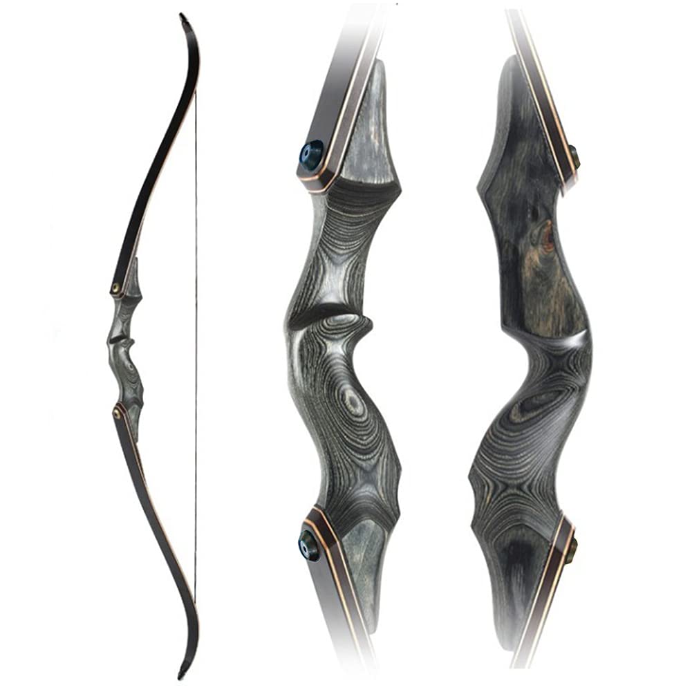 OBTOUTDOOR Original Black Hunter Takedown Recurve Bow 60inch 20lbs 25lbs with Bamboo Core Limbs Archery Hunting Target Practice (25LBS)