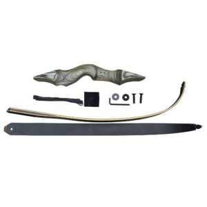 OBTOUTDOOR Original Black Hunter Takedown Recurve Bow 60inch 20lbs 25lbs with Bamboo Core Limbs Archery Hunting Target Practice (25LBS)