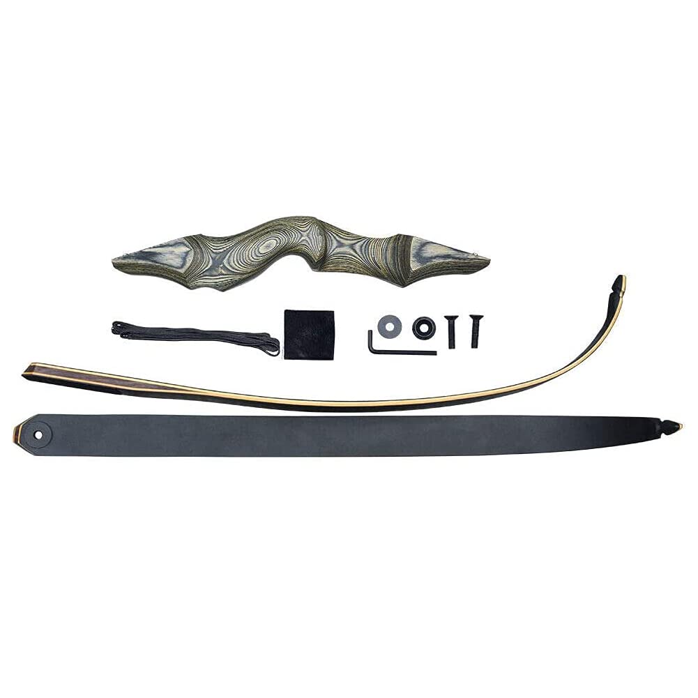 OBTOUTDOOR Original Black Hunter Takedown Recurve Bow 60inch 20lbs 25lbs with Bamboo Core Limbs Archery Hunting Target Practice (25LBS)