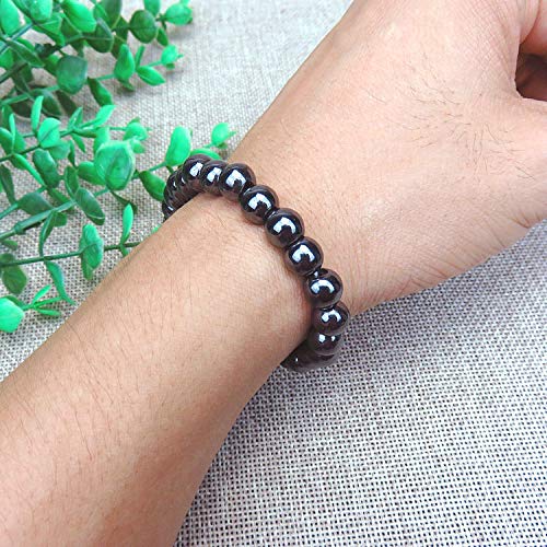 FORUBUS Black Obsidian Hematite Stretch Bracelet, Stacking Hematite Beaded Bracelet for Women Men Jewelry