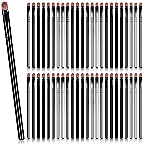 Patelai 48 Pcs Flat Makeup Brushes Flat Lip Concealer Brushes Small Portable Eyebrow Brush Concealer Makeup Brush Synthetic Lip Brush Beauty Makeup Tool for Concealing Blending Setting Buffing(Black)