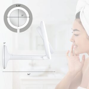 Zadro 7" Lighted Makeup Mirror with Magnification 8X/1X Suction Cup Wall Mounted Makeup Mirror 3-Color LED Travel Mirror