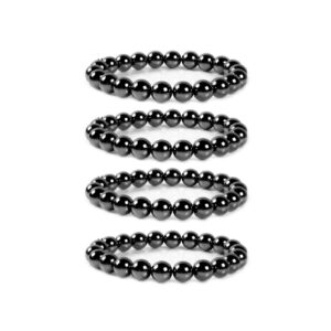 forubus black obsidian hematite stretch bracelet, stacking hematite beaded bracelet for women men jewelry