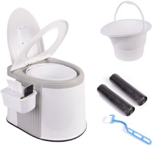 tiktun portable travel toilet for camping and hiking,grey and white,large,toilet