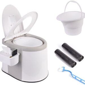 Tiktun Portable Travel Toilet for Camping and Hiking,Grey and White,Large,Toilet