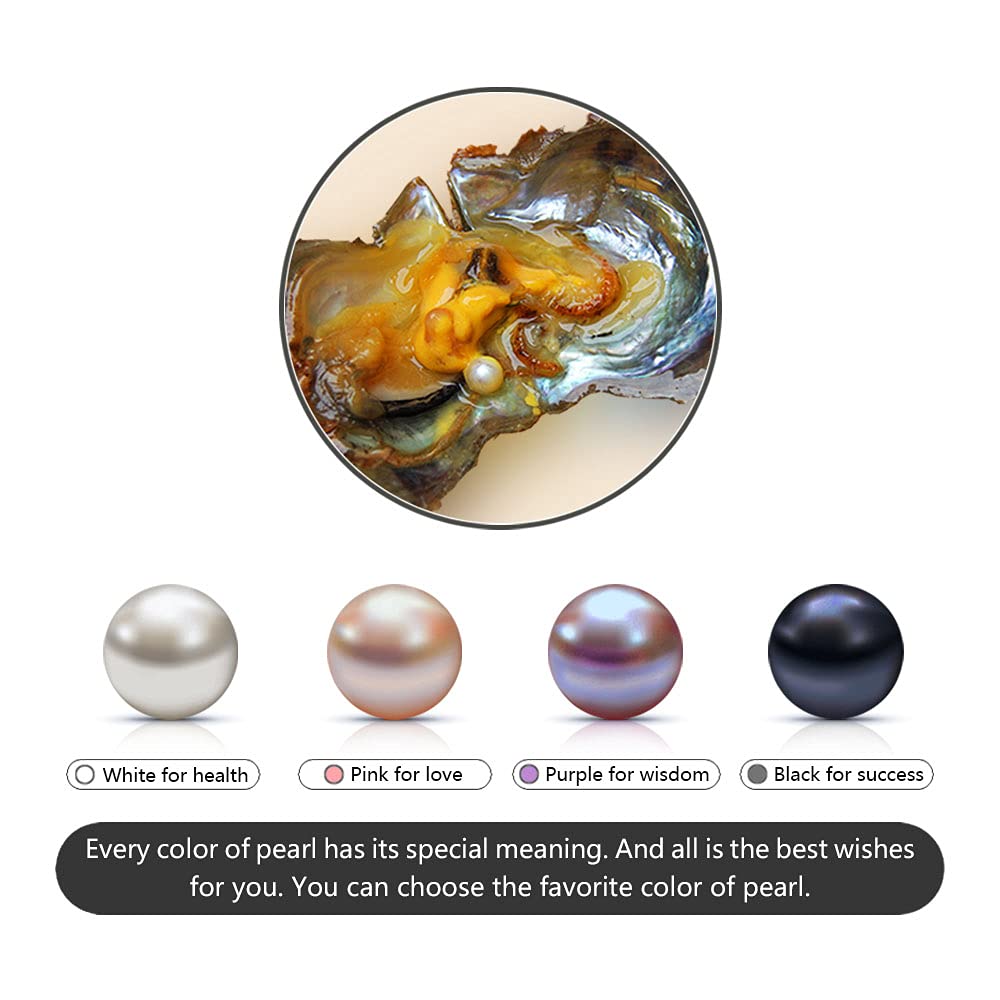 LGSY 7-8mm Mixed Colored Akoya Saltwater Cultured Pearl Oysters for DIY Jewelry Making, Pack of 5Pcs(White, Pink, Purple, Black)