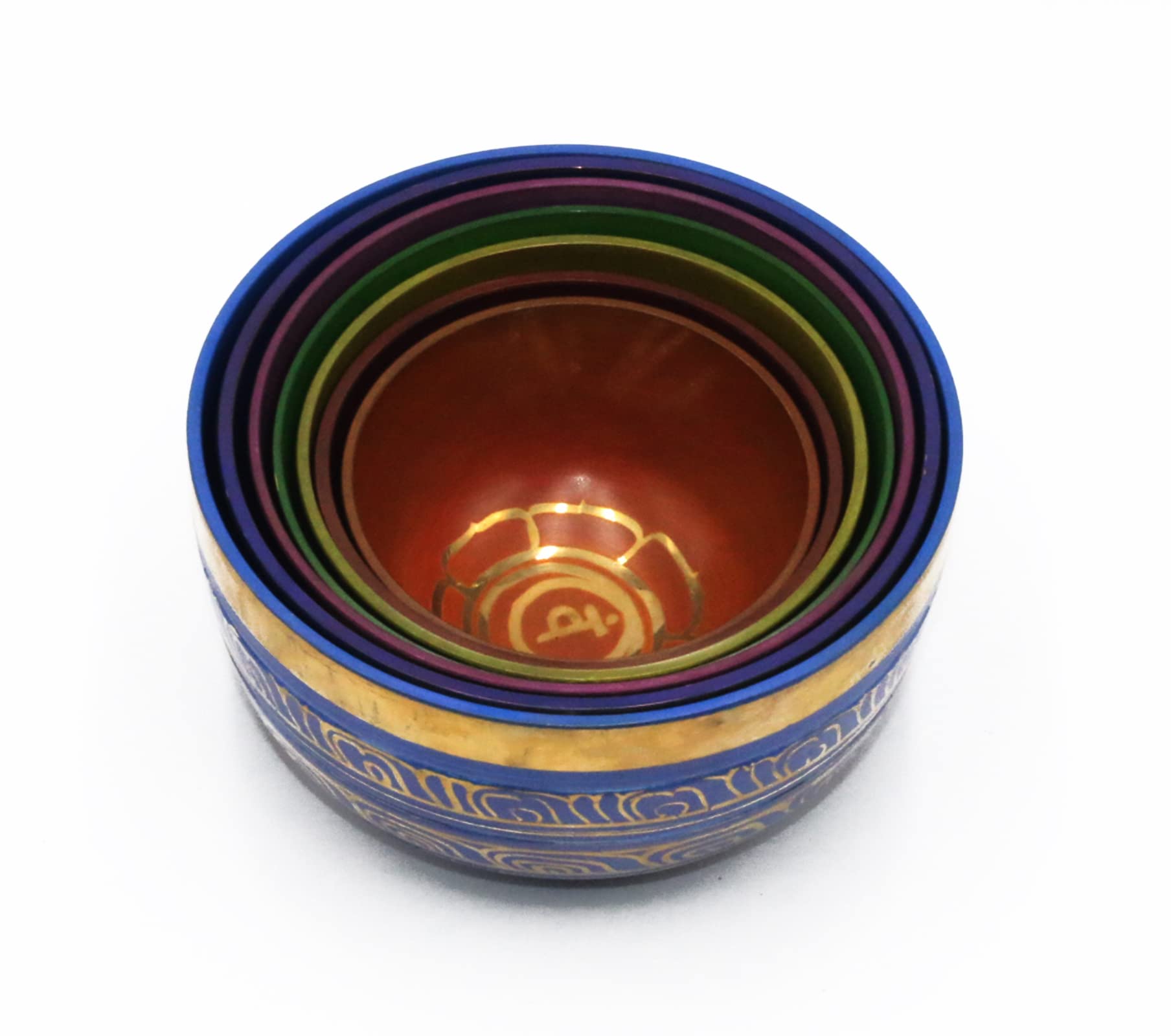 Tibetan Singing Bowls Set of 7 High Sided Colored with Carry Box | Bells for Meditation and Yoga | Sound Therapy Instruments for Relaxation | Singing Bowls Chakra Healing for Spiritual and Mental Calm