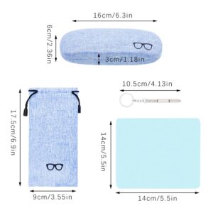 LZYMSZ 4 Pack Glasses Case, Hard Shell Eyeglasses Case with Storage Bag and Soft Glasses Cloth, Unisex Portable Sunglasses Case with Glasses Clip and Glasses Screwdriver (4 Colors)