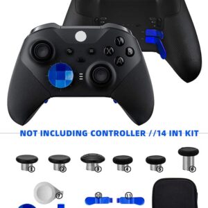 14IN1 Metal Alloy Thumbsticks Trigger D-Pads Button Set for XBOX One Elite Series 2 ( model 1797 ) Controller - Blue