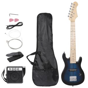 saturnpower 30" beginner electric guitar with 5w amp and accessories pack guitar bag for kids/girls/boys/beginners (blue)