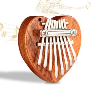 anxvers 8 key kalimba thumb piano，mini thumb piano, delicate finger piano, heart-shaped finger piano decompression, music accessories, pendant gifts, portable mini piano for children and beginners