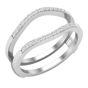 dazzlingrock collection round white diamond contour enhancer stackable guard wedding ring band for women in 925 sterling silver size 7