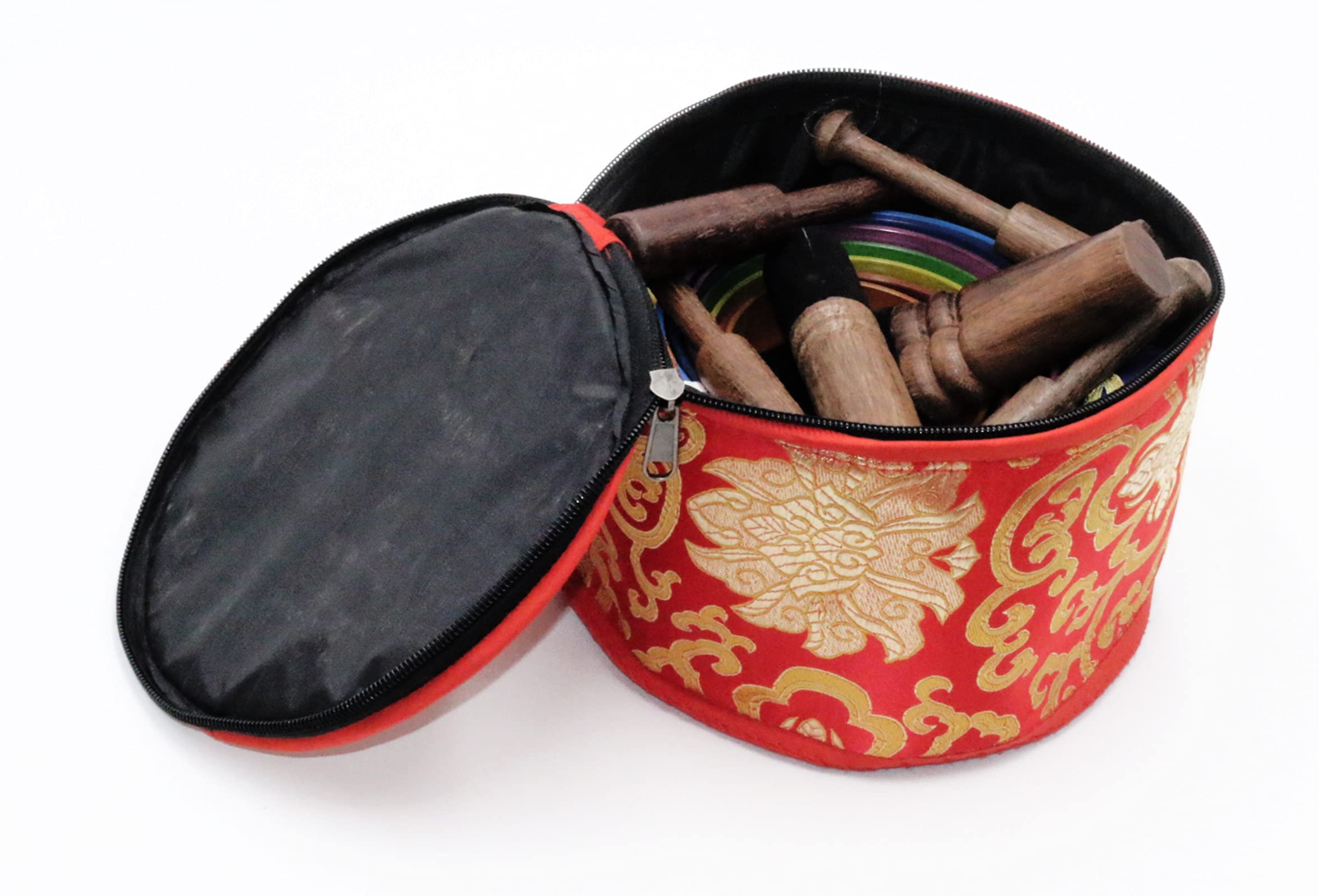 Tibetan Singing Bowls Set of 7 High Sided Colored with Carry Box | Bells for Meditation and Yoga | Sound Therapy Instruments for Relaxation | Singing Bowls Chakra Healing for Spiritual and Mental Calm