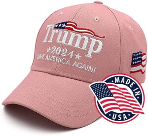 trump 2024 hat, donald trump 2024 cap save america again maga usa embroidery pink hat made in usa