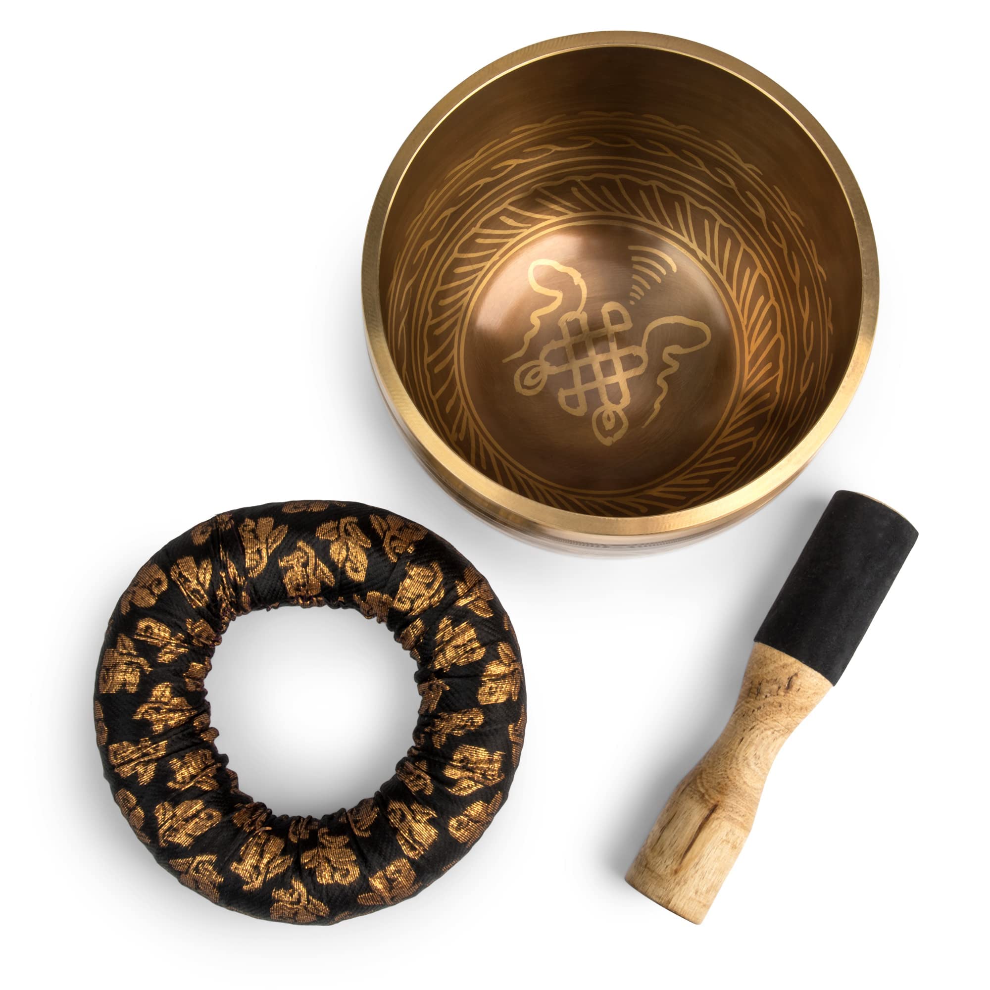 Telsha Meditative Deep Singing Bowl with Mallet and Cushion - Tibetan Sound Bowls for Energy Healing, Mindfulness, Grounding, Zen, Meditation - Exquisite, Unique Home Decor and Gift Sets, 1693